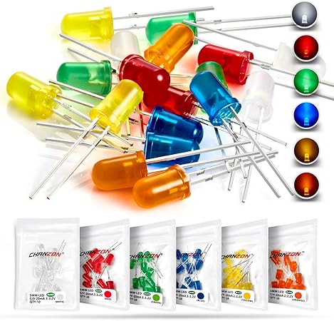 Amazon.com: Chanzon 60 pcs(6 colors x 10 pcs) 5mm LED Diode Lights ...