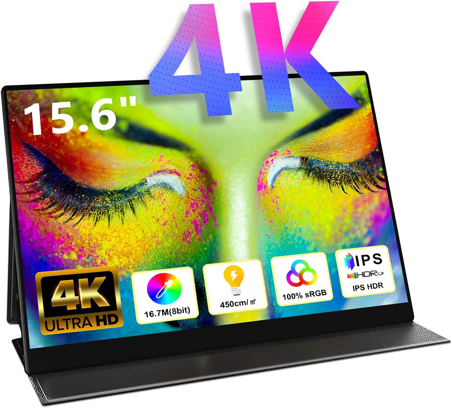 COOLHOOD Portable Monitor 4K 15.6 Inch Portable Monitor 3840 x 2160 UHD ...