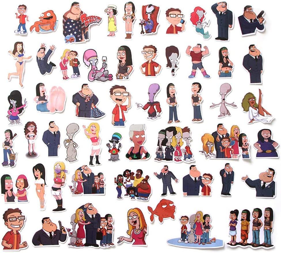 Amazon.com: 55Pcs Cute American Dad Cartoon Stickers, Which Can Be ...