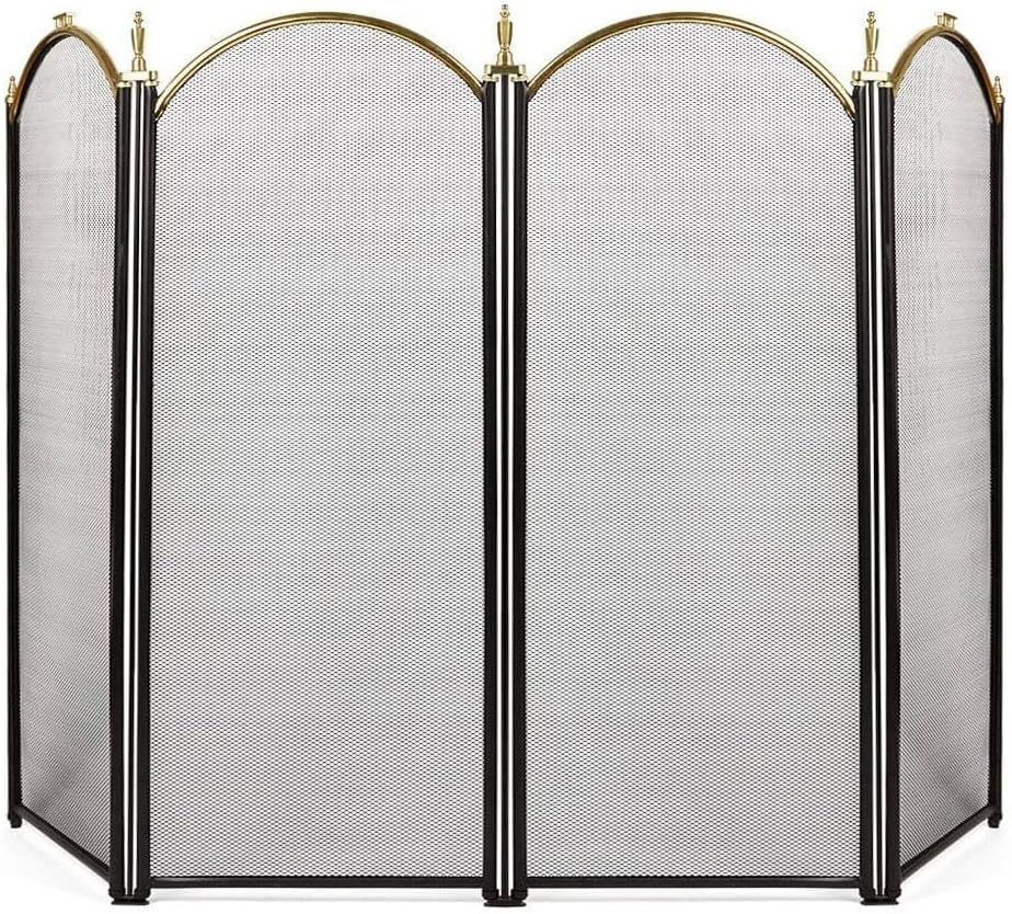 Fire Vida Stanton 4 Panel Spark Fire Guard, Metal, Black : Amazon.co.uk ...