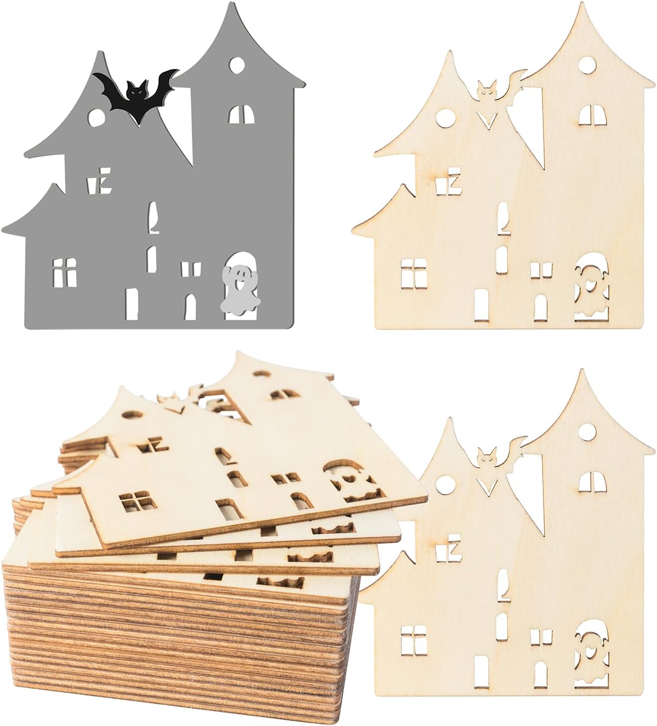 Amazon.com: Witch Cutout Unfinished Wood Halloween Spooky Scary ...