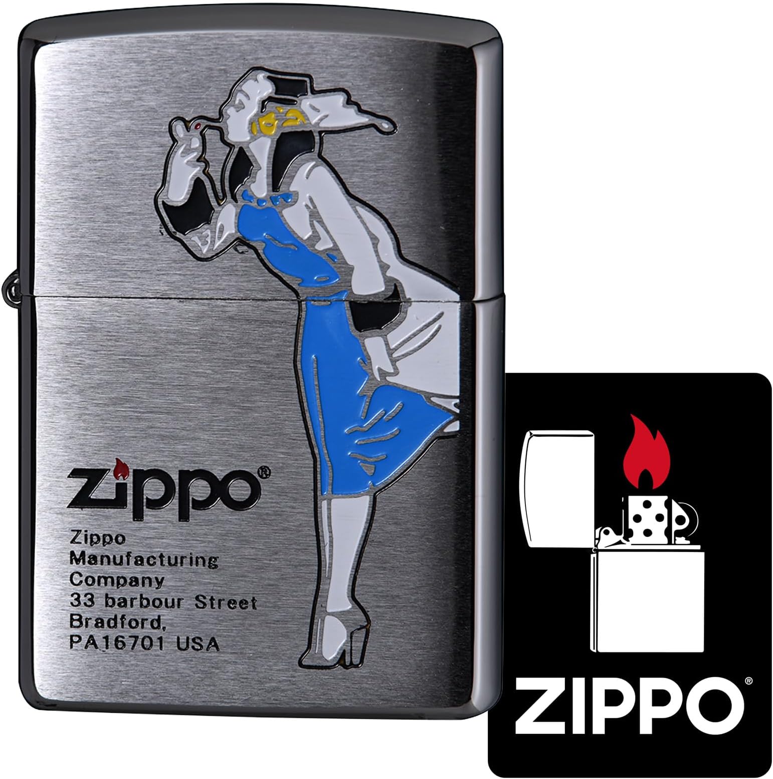 Amazon.com: Zippo Windy Lighter, Windproof, Brass 2 Sided Finish ...