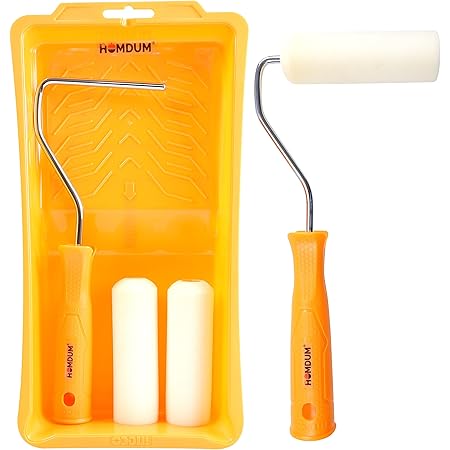 Homdum 4” Paint Roller with Tray With 2 pc replaceable Foam rollers and ...