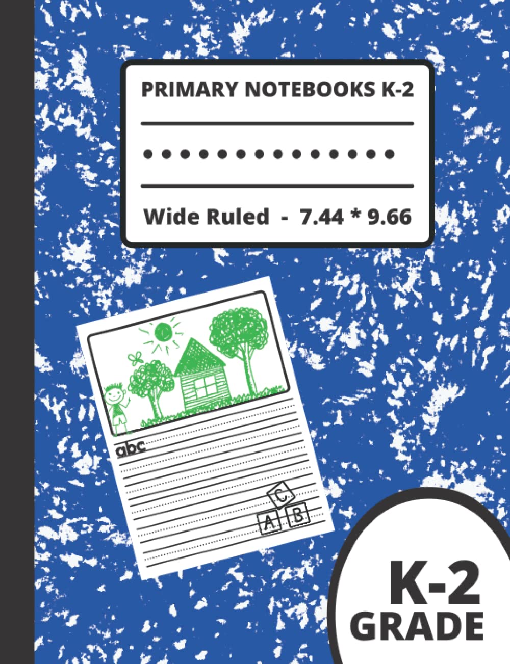 Primary Notebooks K-2 With Picture Space: Blue Marble, Top Half Blank ...