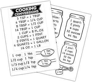Amazon.com: 2 Pack/4 Pcs Kitchen Conversion Chart Sticker,Clear Metric ...
