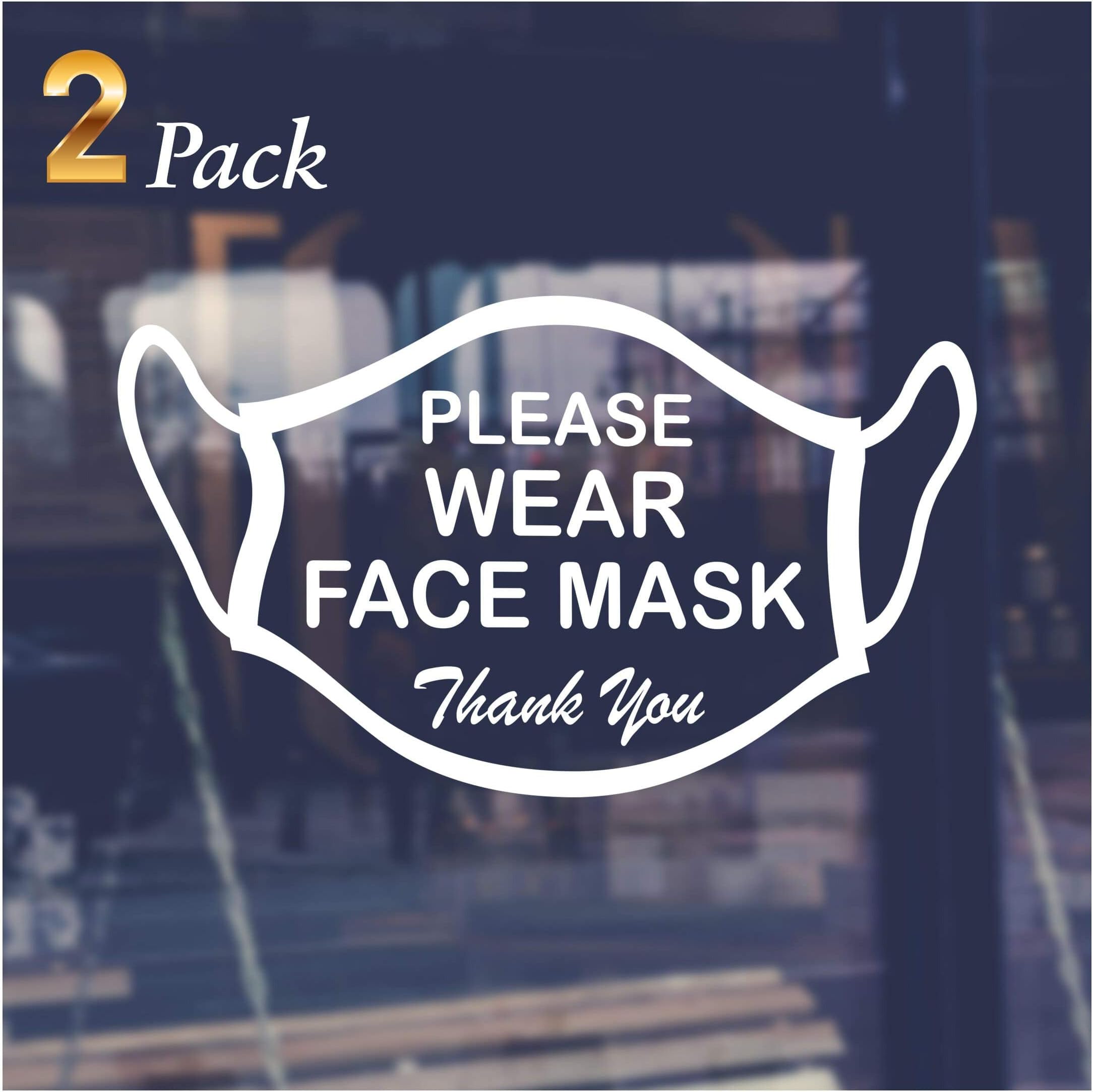 Amazon.com: Please Wear Face Mask Decals White Vinyl Plotter Cut Face ...