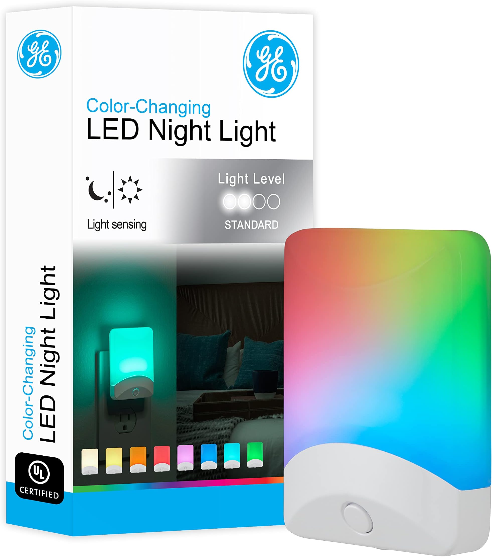 GE Color-Changing LED Night Light, Plug Into Wall, Dusk to Dawn Sensor ...