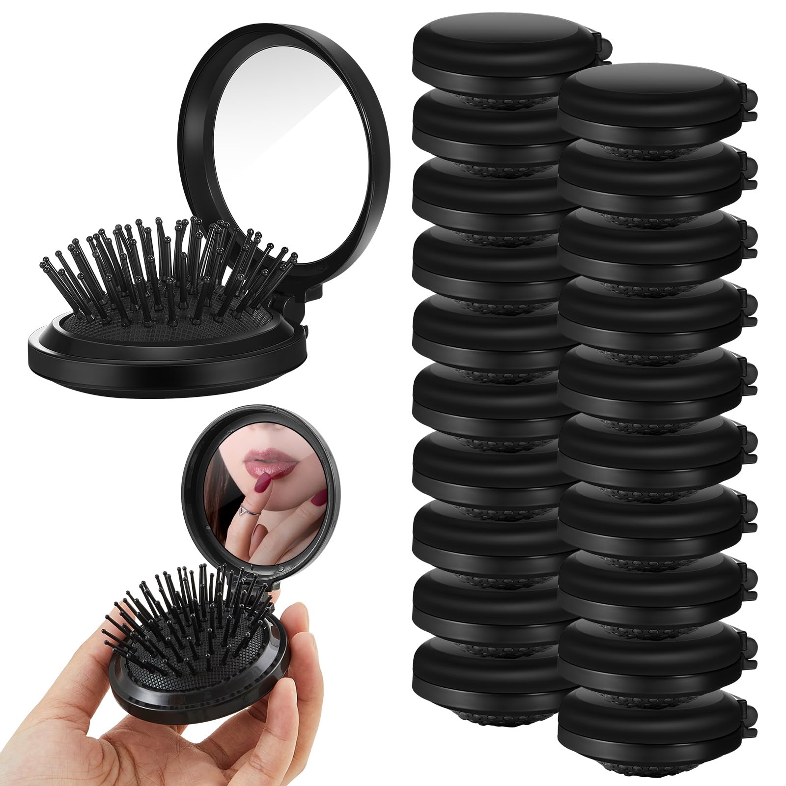 Amazon.com : Uiifan 50 Pcs Round Travel Hair Brush with Mirror Mini ...