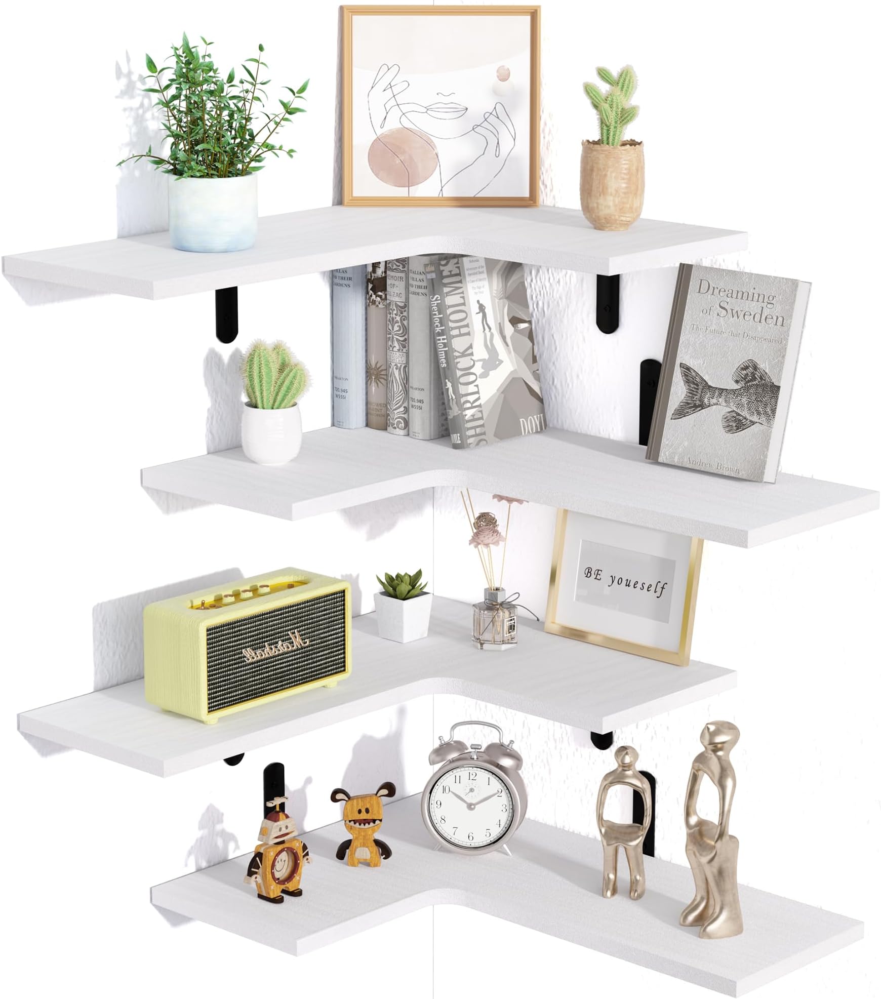 Amazon.com: NATURE'S SOURCE Floating Corner Shelves Set of 3, Corner ...