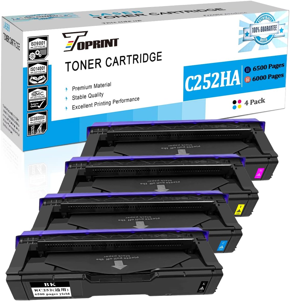 Amazon.com: TOPRINT SP C252 C262 C252HA C262HA 4 Colors Compatible Toner Cartridges Print ...