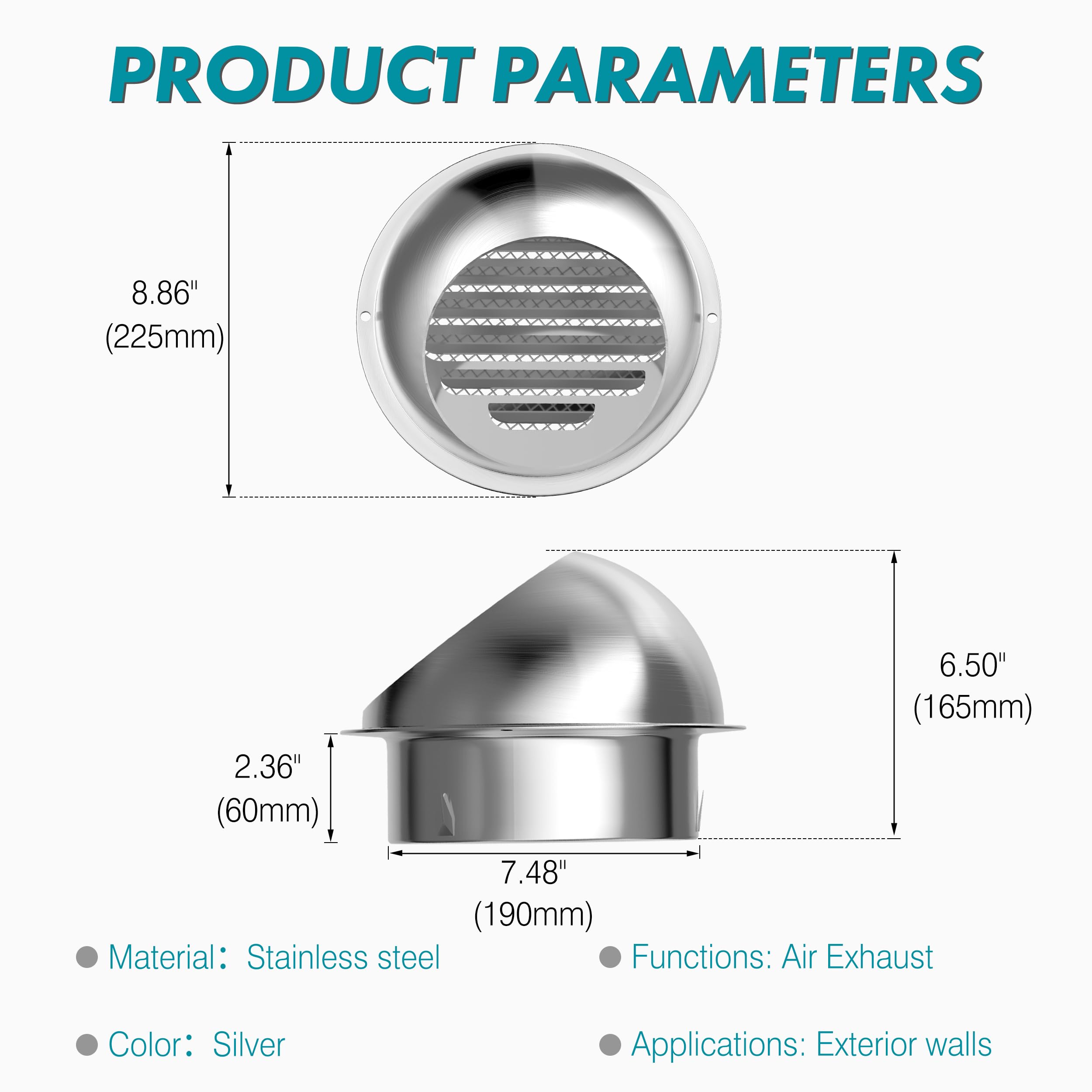 Snapklik.com : 8 Inch Vent Covers For Wall, HG Power Exhaust Vent