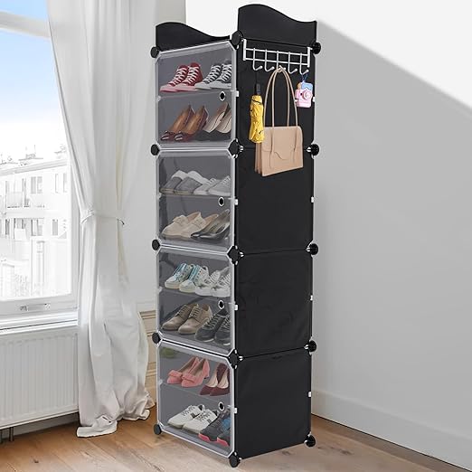 Amazon.com: QUIIKM Shoe Rack Storage Cabinet with Doors, Portable Shoes ...