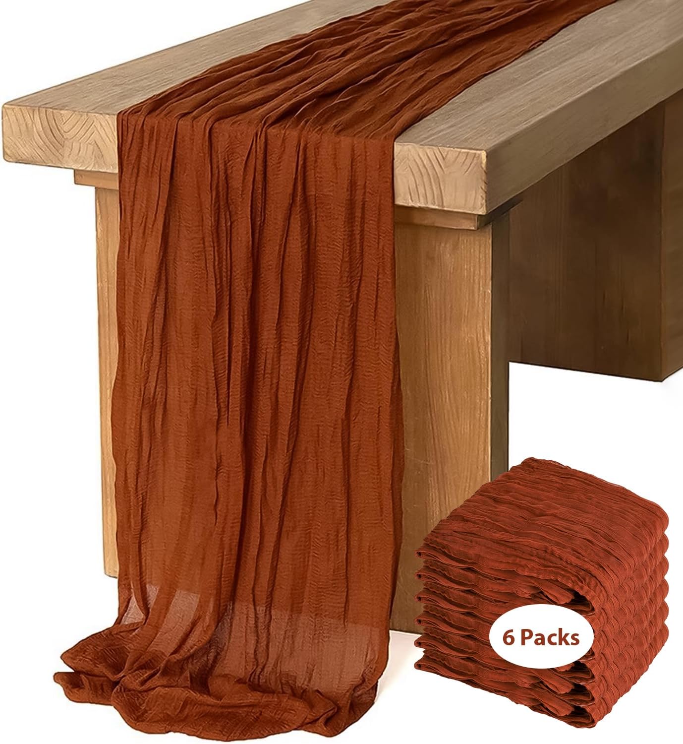 Amazon.com: 6 Pack 10 Ft Cheesecloth Table Runner Rust Gauze Long Table ...