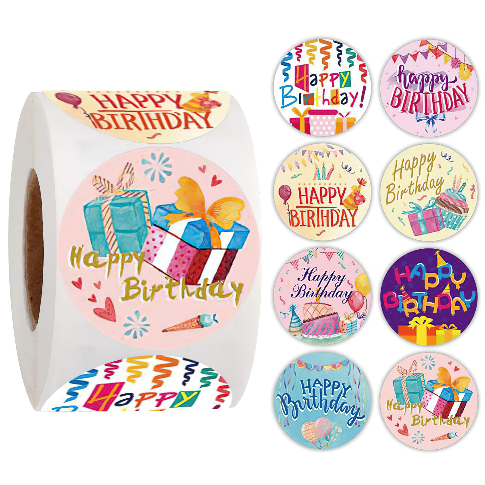 Amazon.com: ZASKHLD 500pcs Happy Birthday Roll Stickers Birthday ...