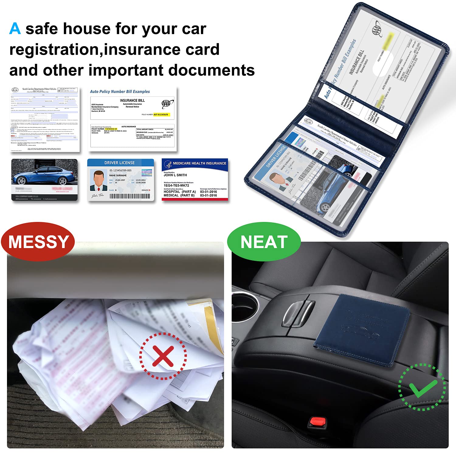 Snapklik.com : Car Registration And Insurance Holder, Folio Leather ...