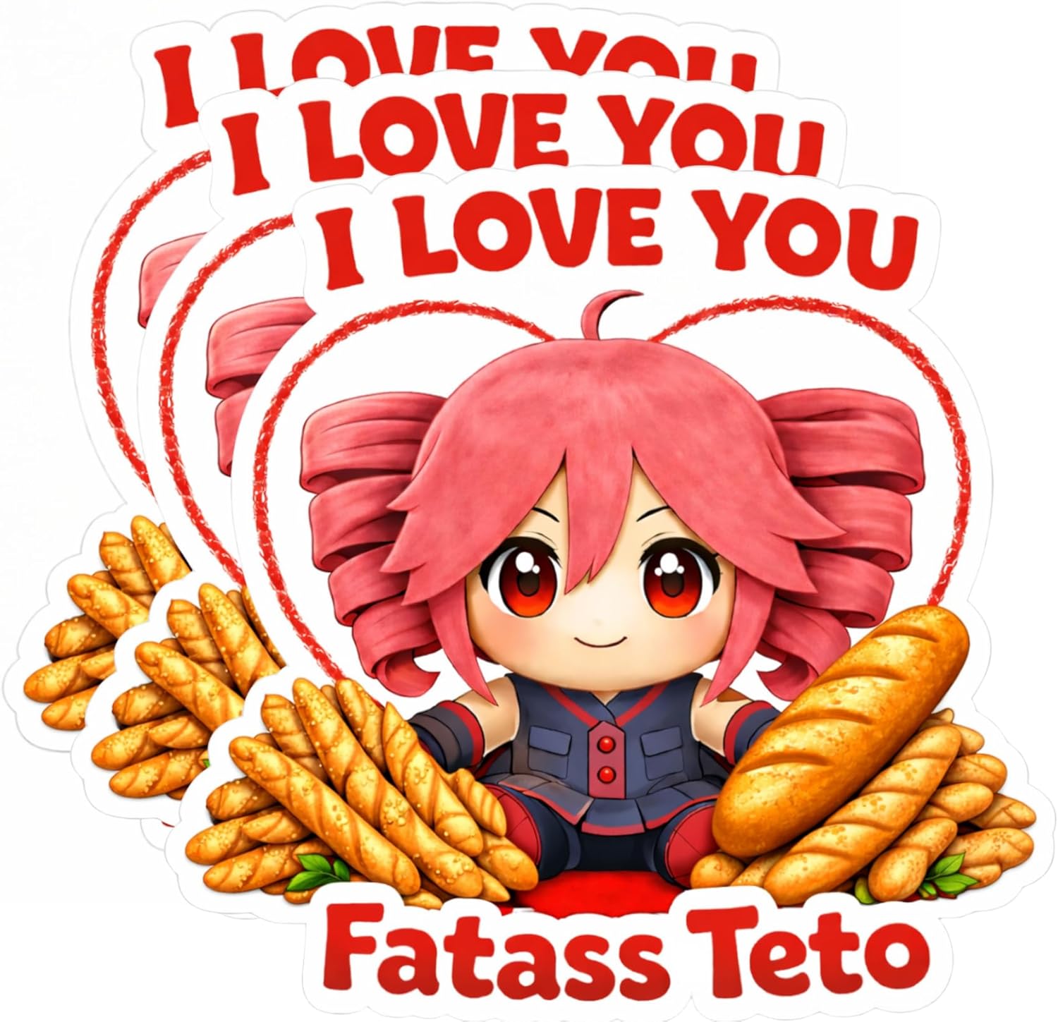 Amazon.com: Fatass Teto 3 Inch Vinyl Decals 3 Pack Funny Chibi Food ...