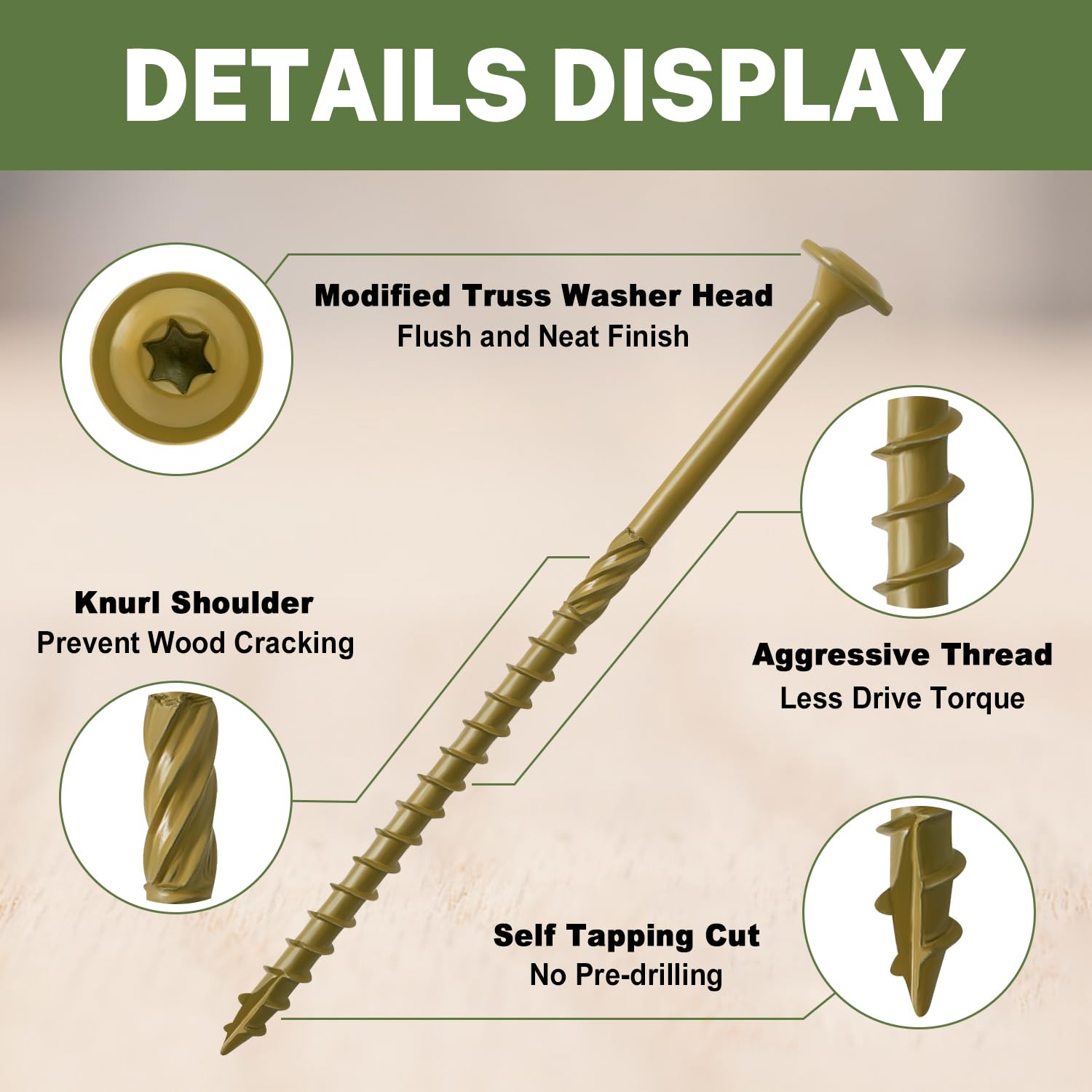 Snapklik.com : LIONMAX Lag Screws 5 Inch, Structural Wood Screw #14 X 5 ...