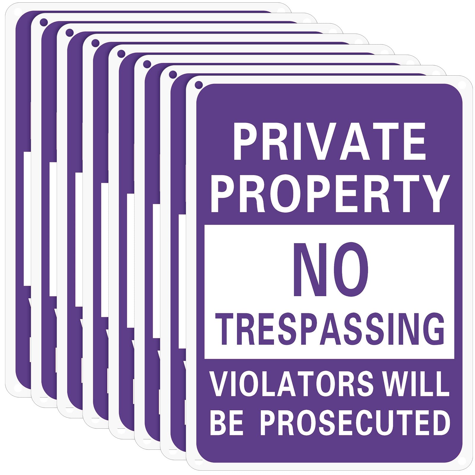 Yaocom 8 Pcs Private Property No Trespassing Sign Metal 0594
