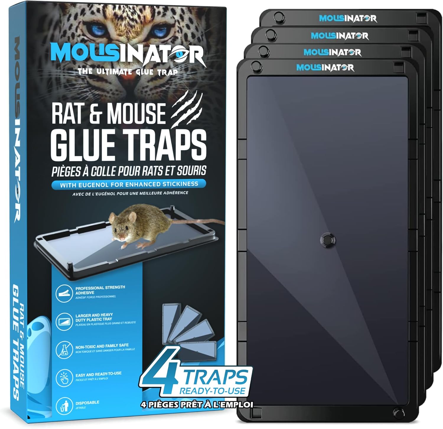 Mousinator Rat & Mouse Large Glue Traps | 4 PCS | Larger & Heavier ...