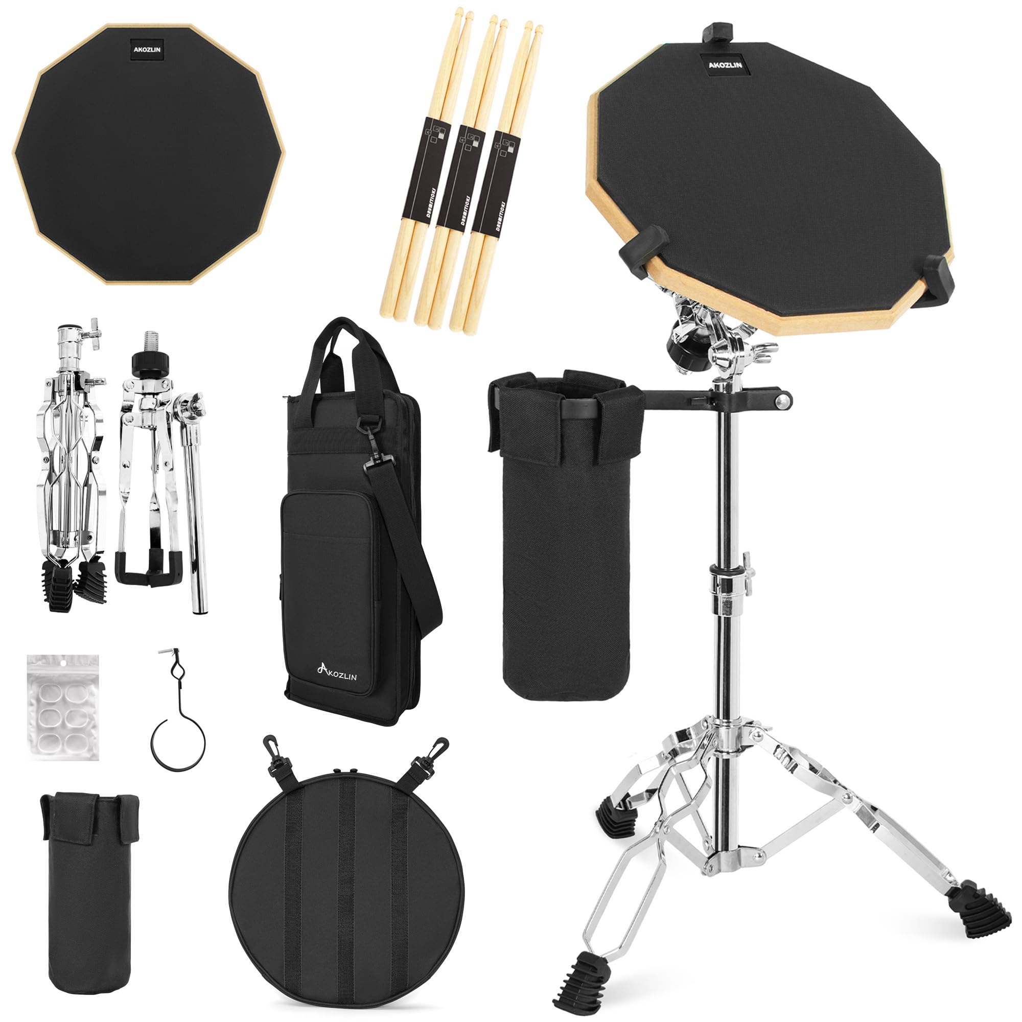Amazon.com: AKOZLIN Drum Pad Stand Set with 12" Double Sided Silent ...