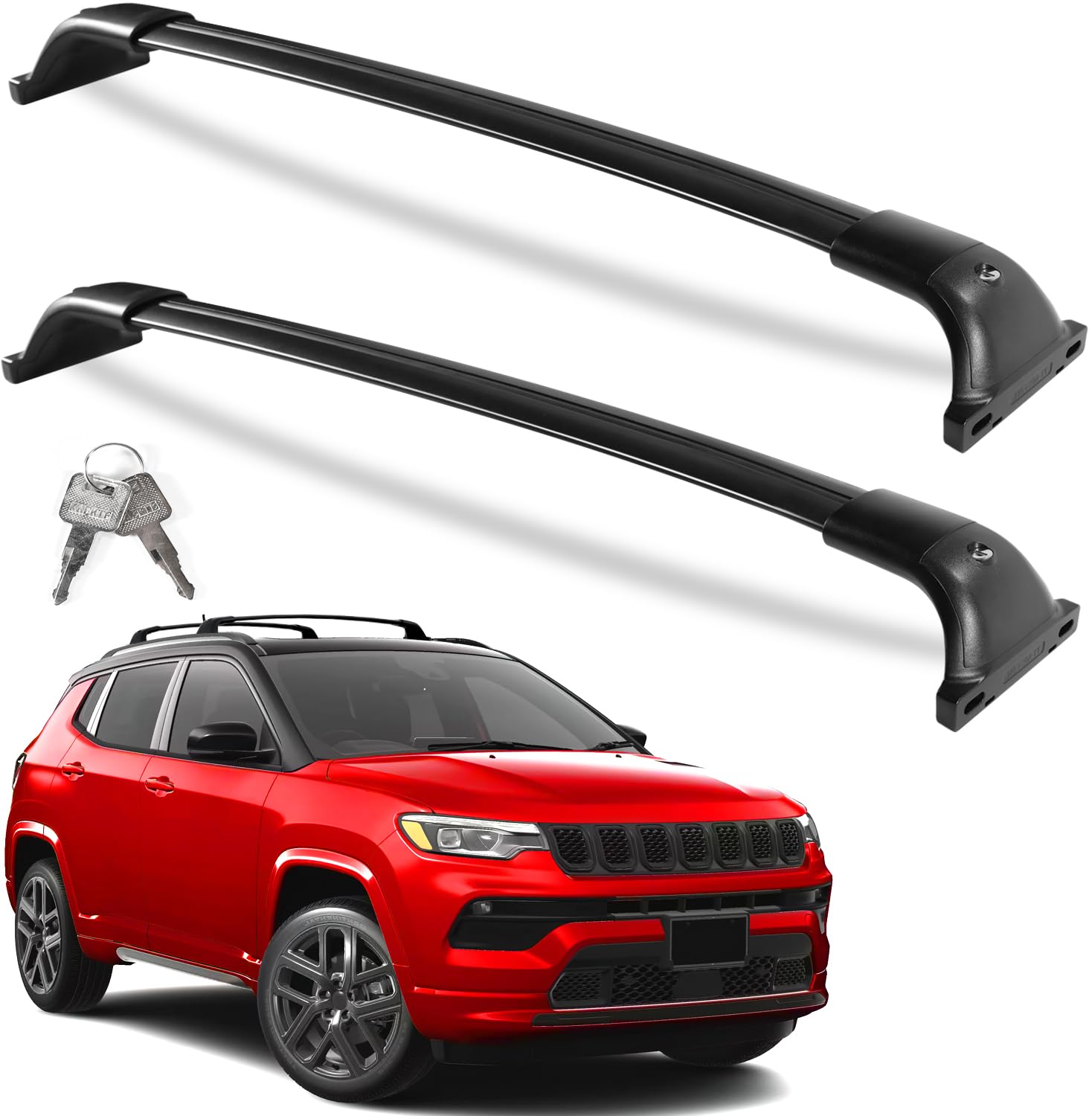Snapklik.com : KINGGERI 260lbs Lockable Roof Racks Cross Bars Compatible