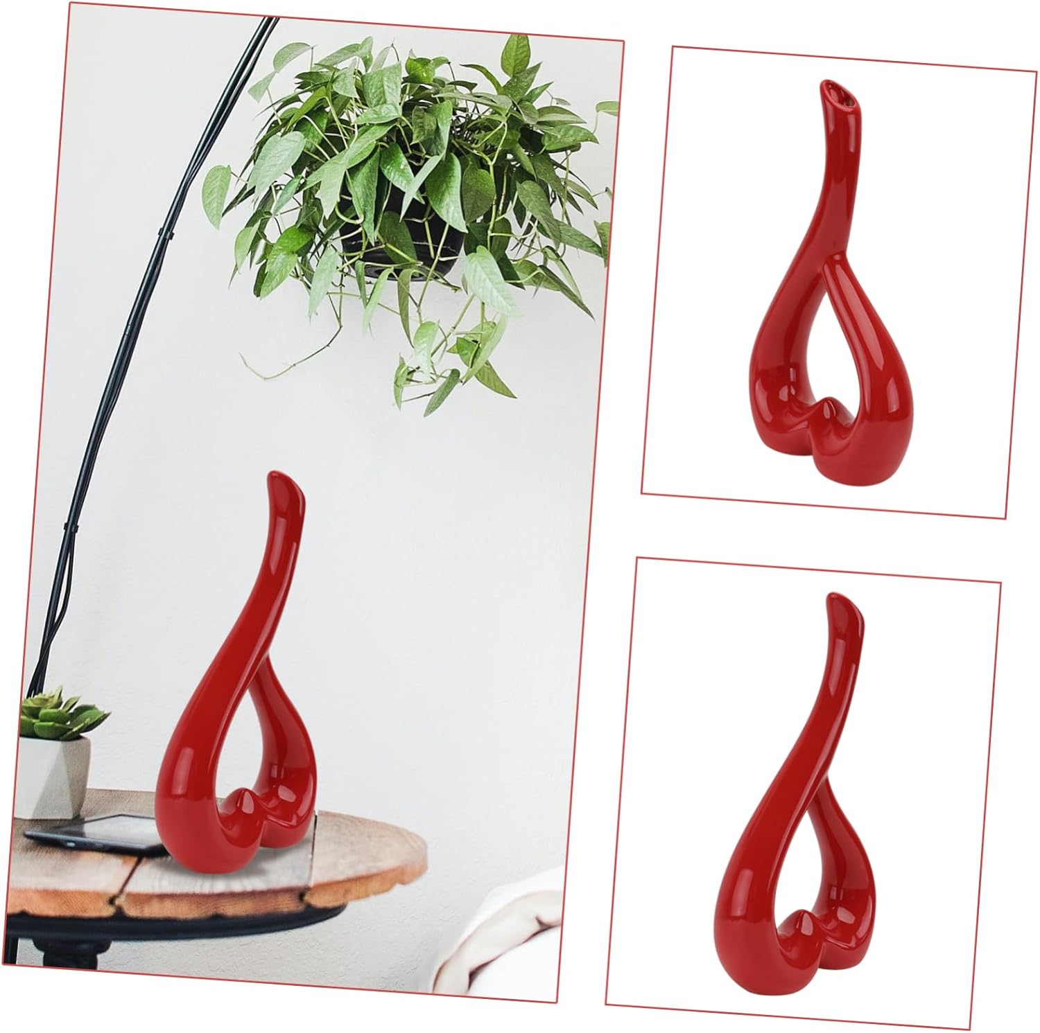Garneck 3 pcs Heart Flower Receptacle Flower Vase Pottery vase red ...