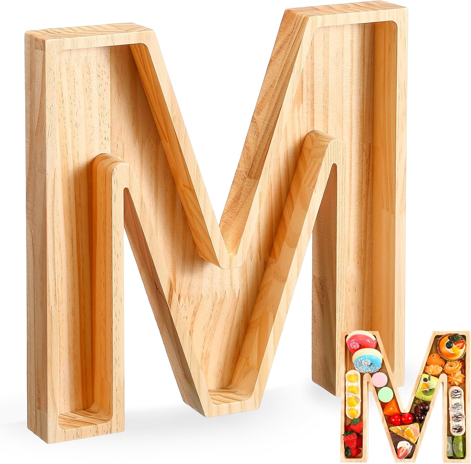 Amazon.com: Vesici 12'' Wooden Charcuterie Letter Serving Tray for Food ...