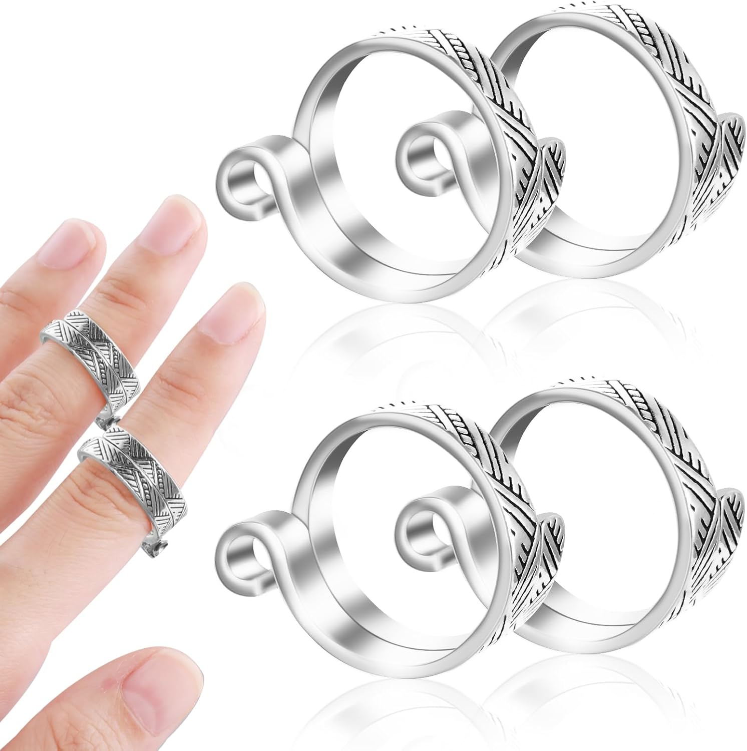 Amazon.com: WLLHYF 4PCS Knitting Crochet Loop Ring, Adjustable Crochet ...