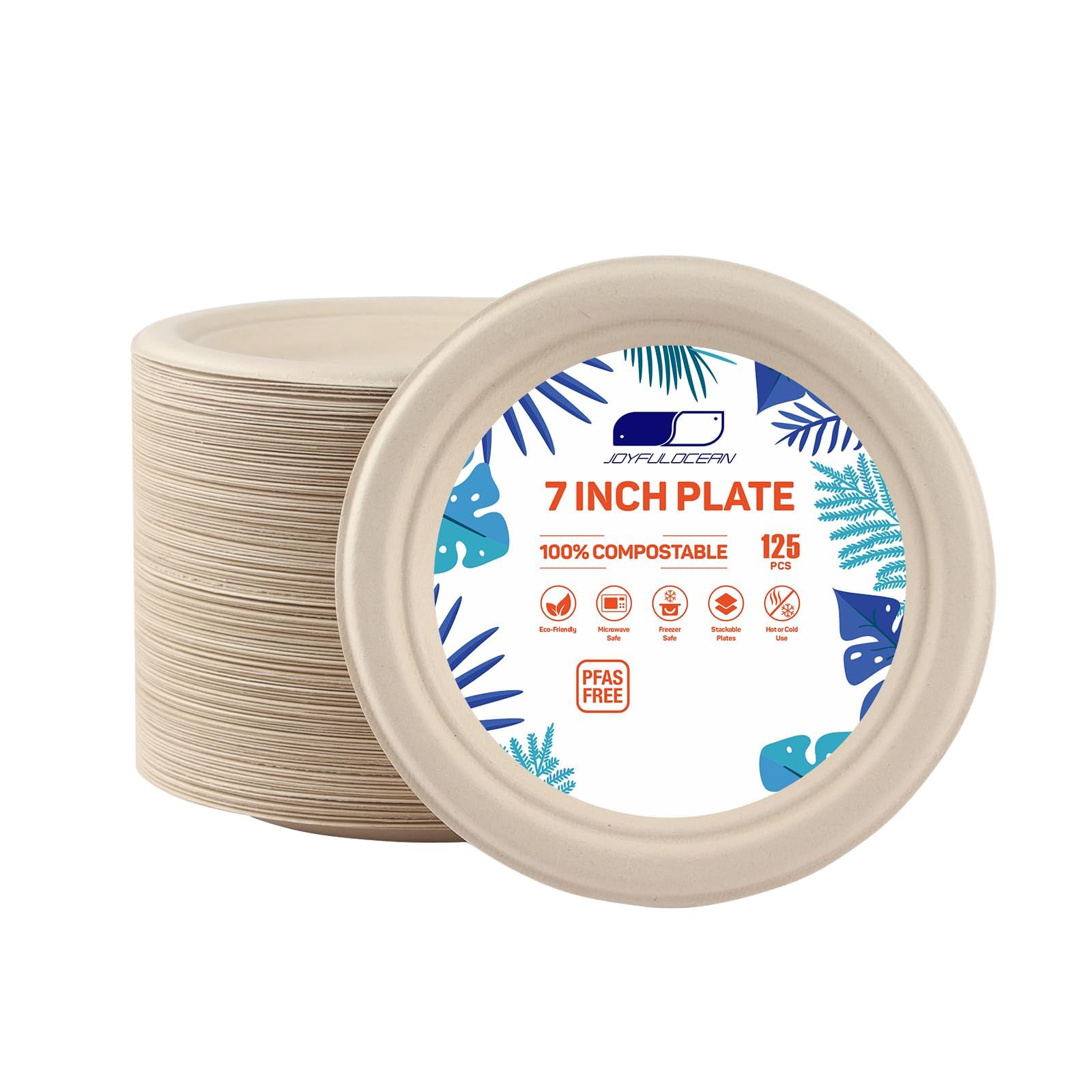 Amazon.com: Paper Plates, 125 Count Compostable Paper Plates, 7 Inch ...