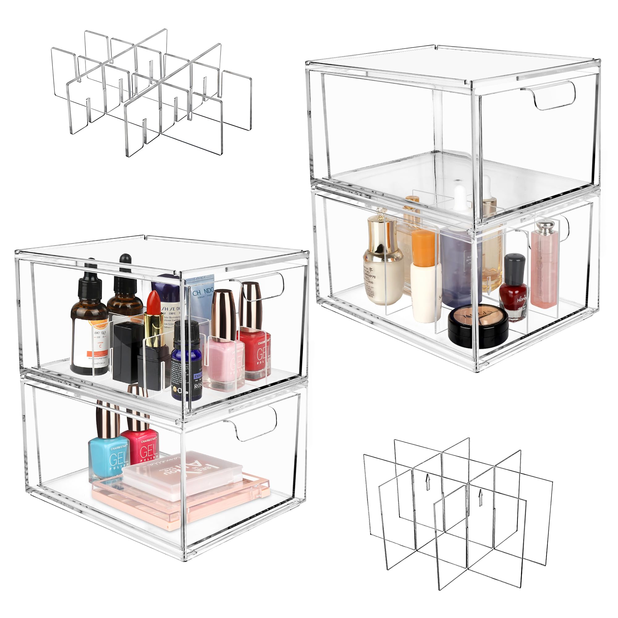 Amazon.com: Yes!Fresh Drawer Organizer Stackable Cosmetic Desk ...