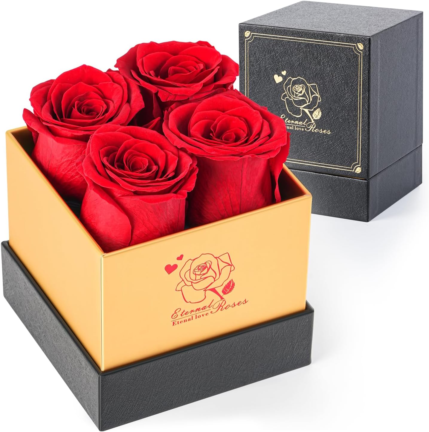 Amazon.com: Anthonic 4 Piece Preserved Roses Gift for Her in Square Box ...