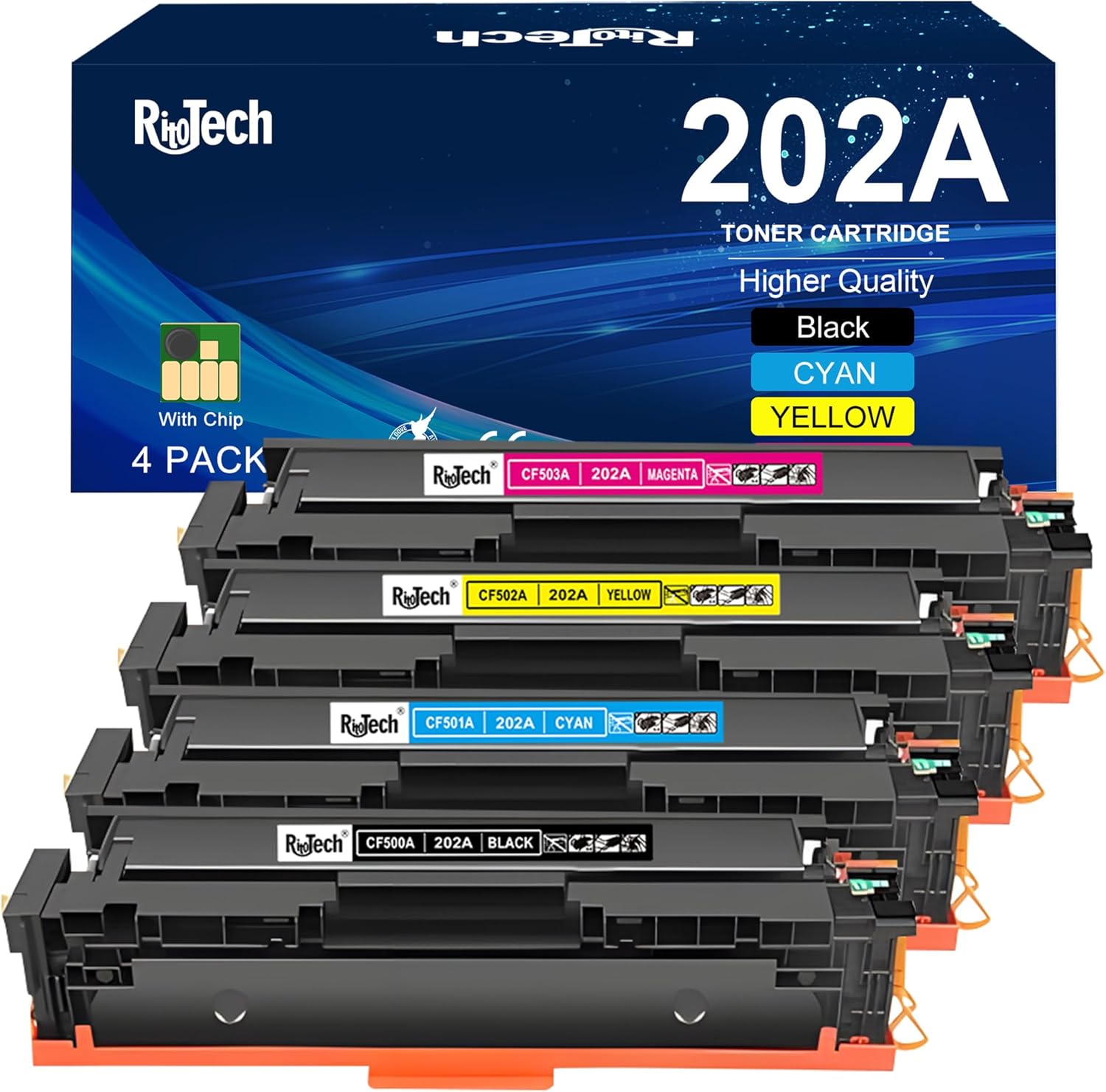202A Toner Cartridge,for HP 202A 202X CF500A Black Cyan Yellow Magenta ...