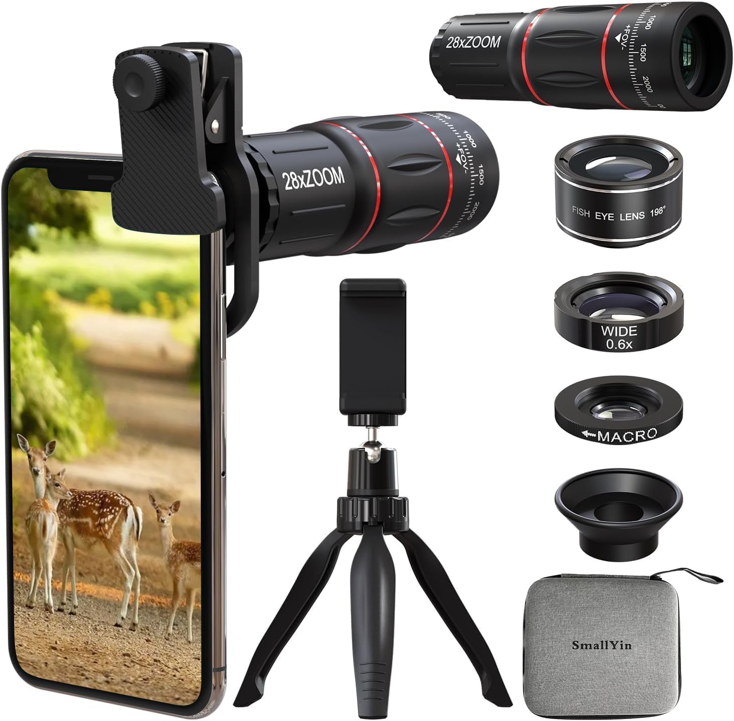 Amazon.co.jp: SmallYin 4 in 1 Smartphone Camera Lens with 28x Telephoto ...