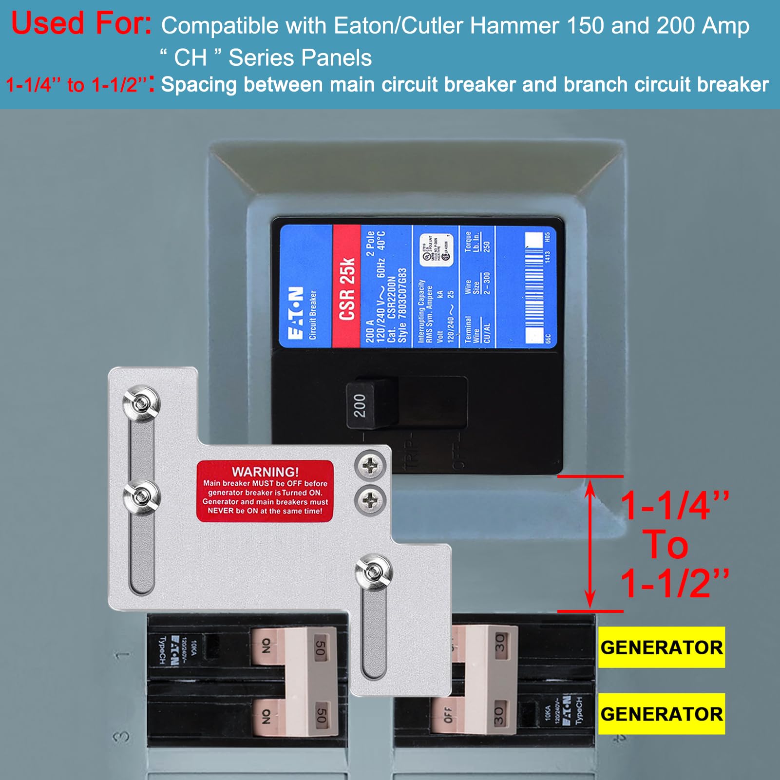 Snapklik.com : Generator Interlock Kit For Eaton Cutler Hammer Type CH ...