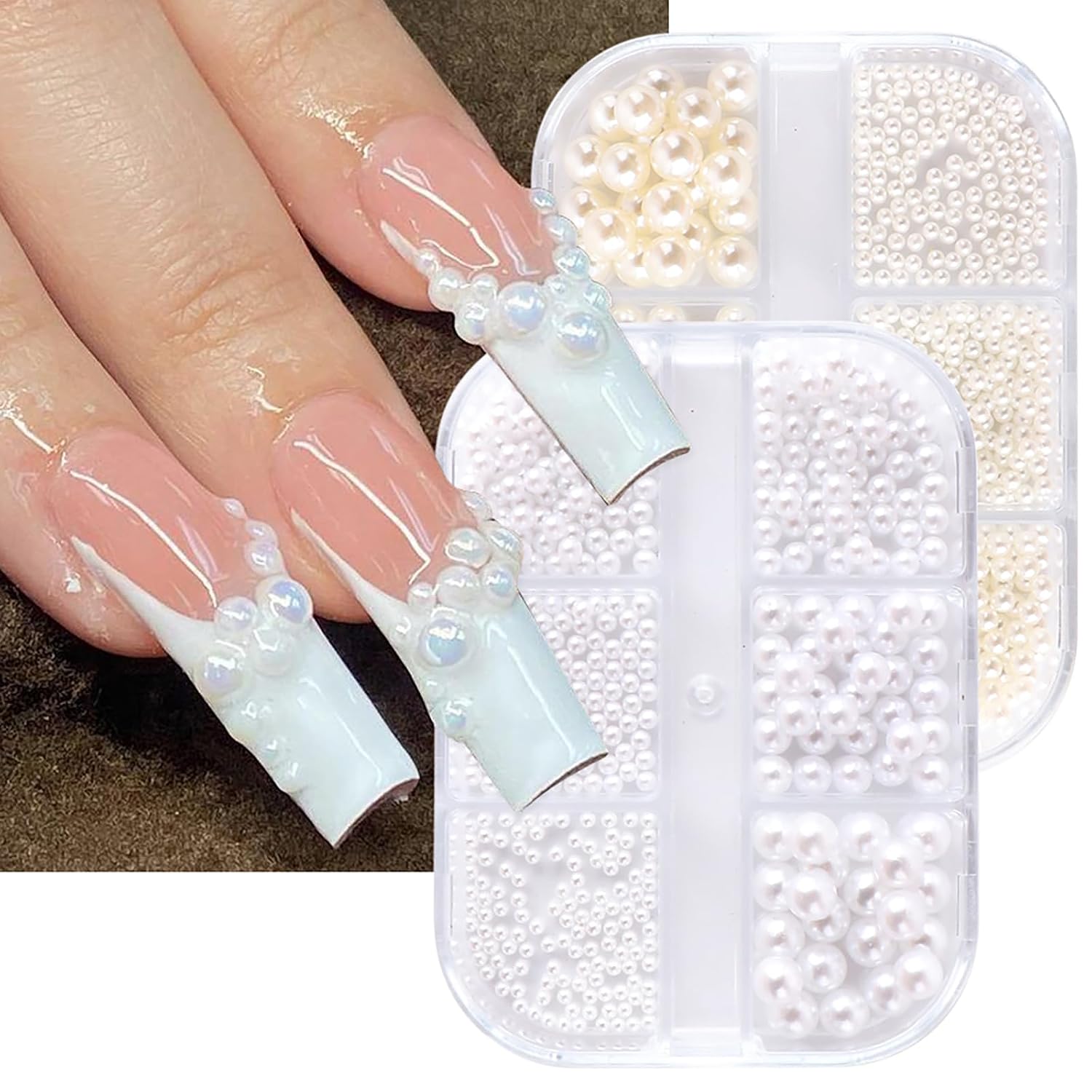 GZSYY Nagel Perlen Nagel Steine Weiß 2 Boxen Nail Art Charms 12 Designs ...