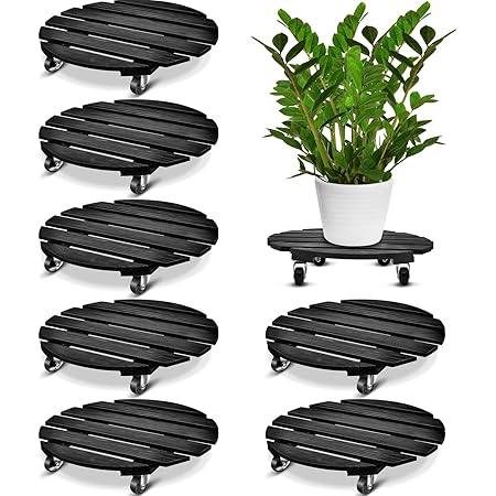 Amazon.com : Taiyin 2 Pack Wooden Plant Stand with Lockable Wheels 220 ...