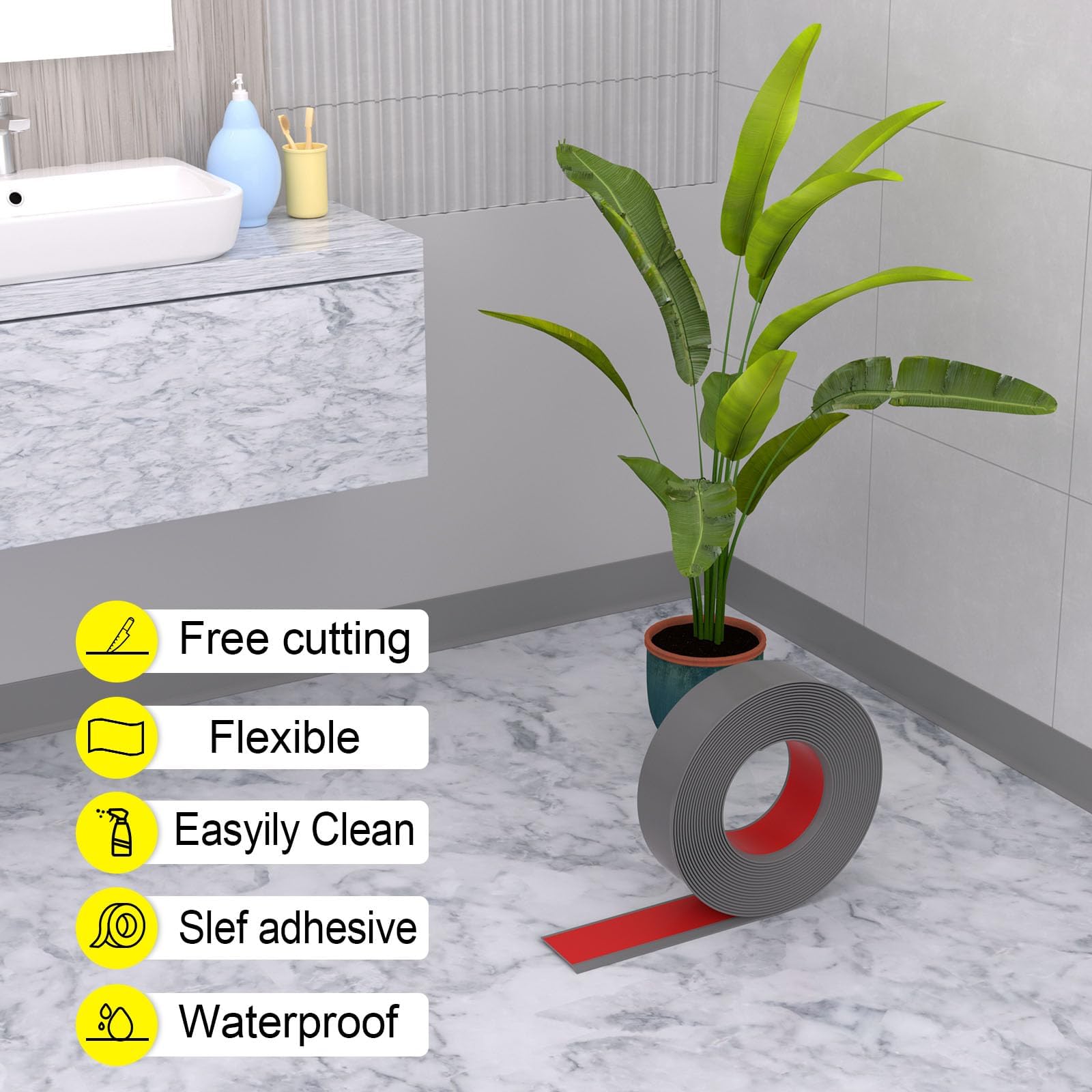 Snapklik.com : Peel And Stick Baseboard Trim, 4 Inch Rubber Baseboard ...