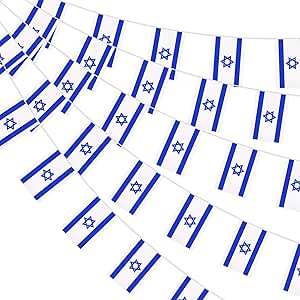 Amazon.com : 32.8ft 38 Pcs Rectangle Israel Flags Pennant Banner - Mini ...