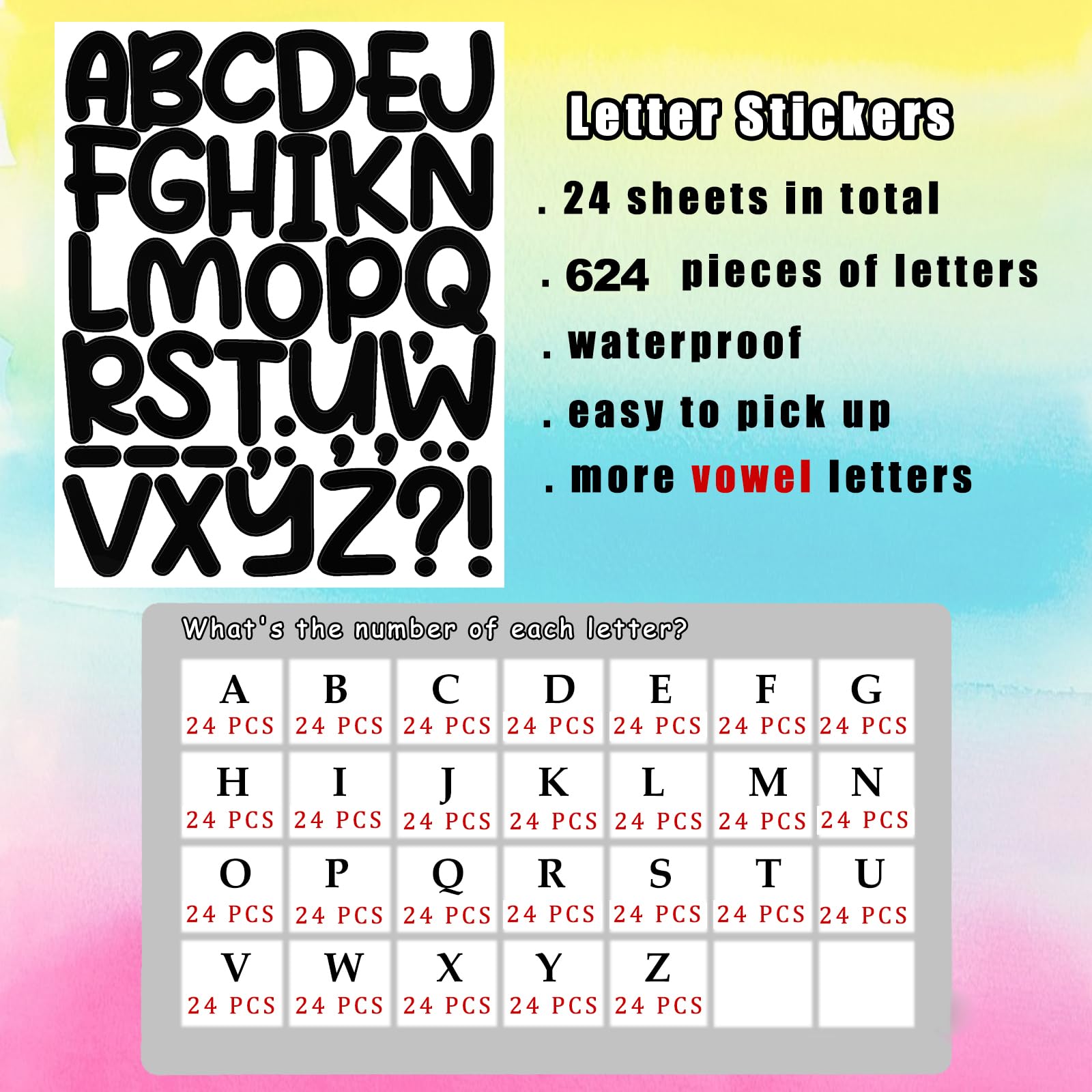 Snapklik.com : Bemeol 912 Pieces Letter Stickers 24 Sheets 2 Inch ...