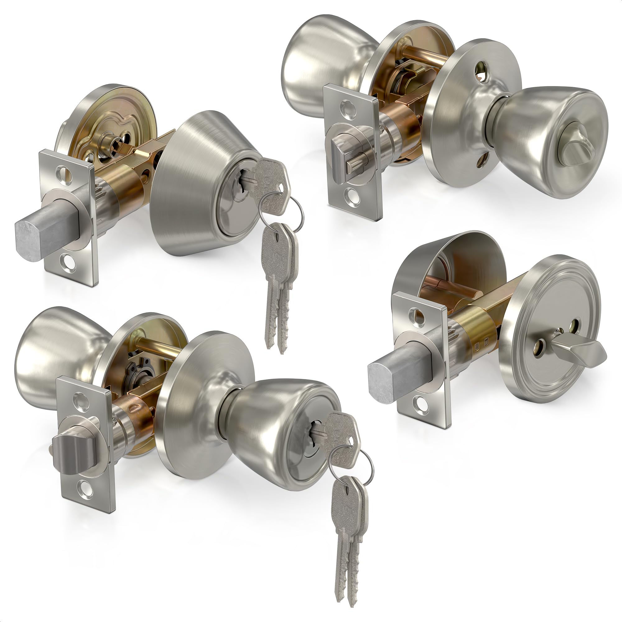 2Pcs Mobile Home Door Knobs With Lock and Key - Deadbolt Lock and Door ...