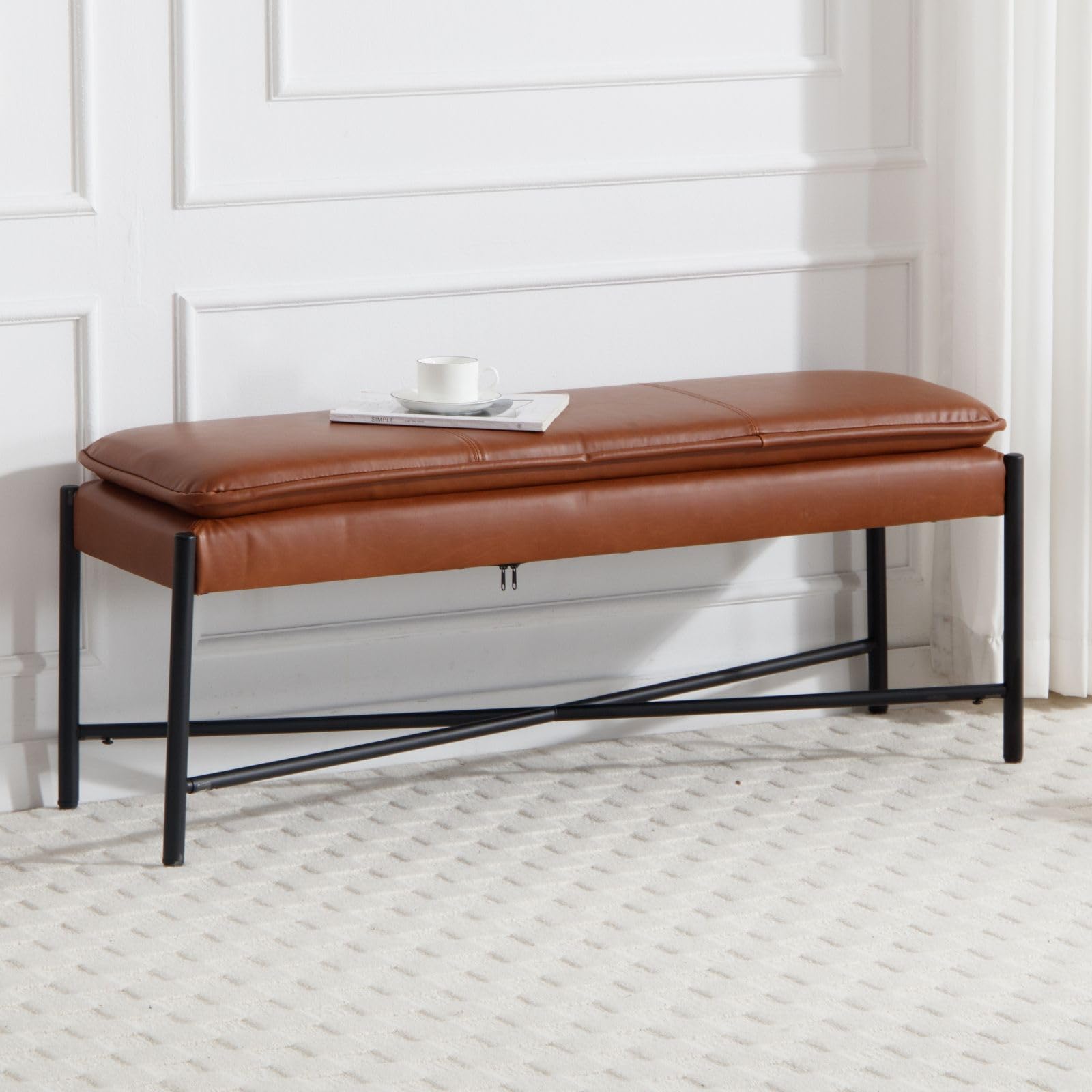chairus Ottoman Bench Upholstered Entryway Bench in PU Leather Window ...