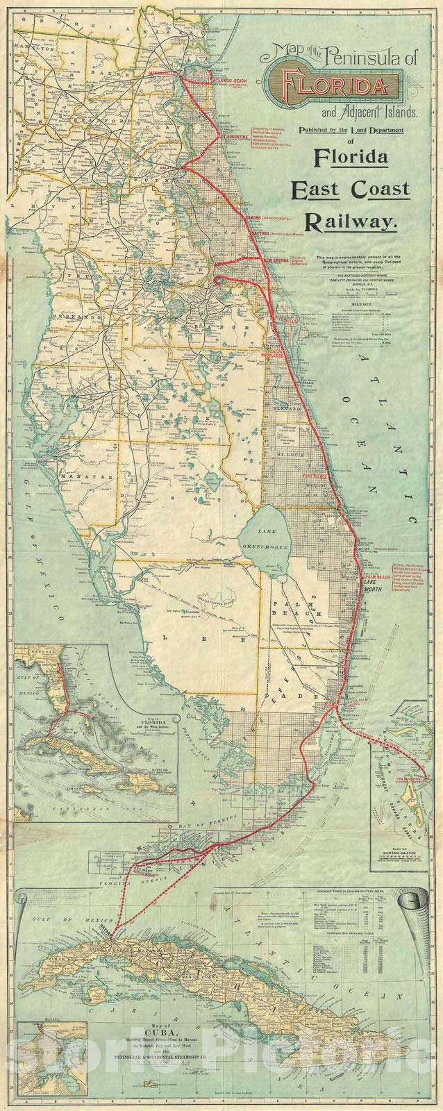 Florida Rail Map Maps 1924 Map Of The Peninsula Of Florida And