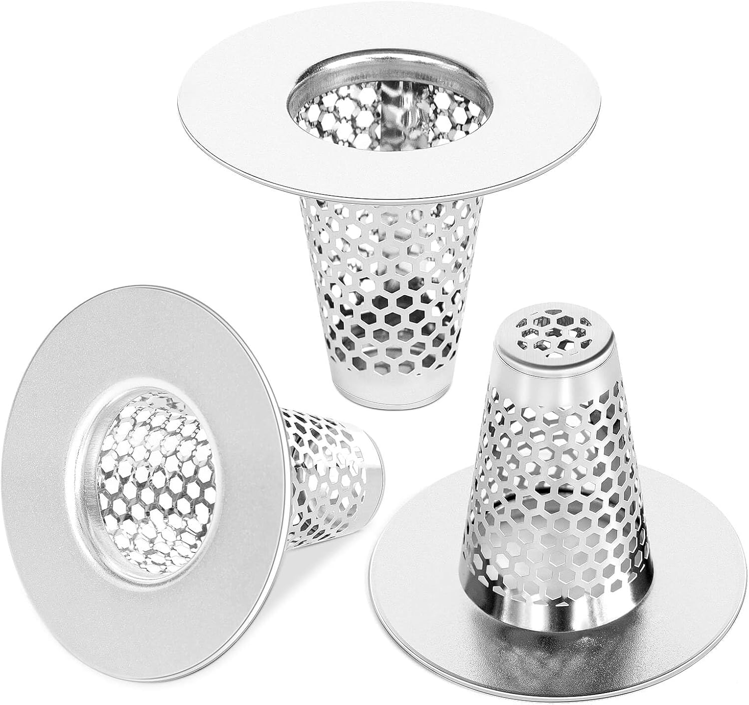 Dayker 3PCS Bathroom Sink Drain Strainers, Stainless Steel Hair Catcher ...