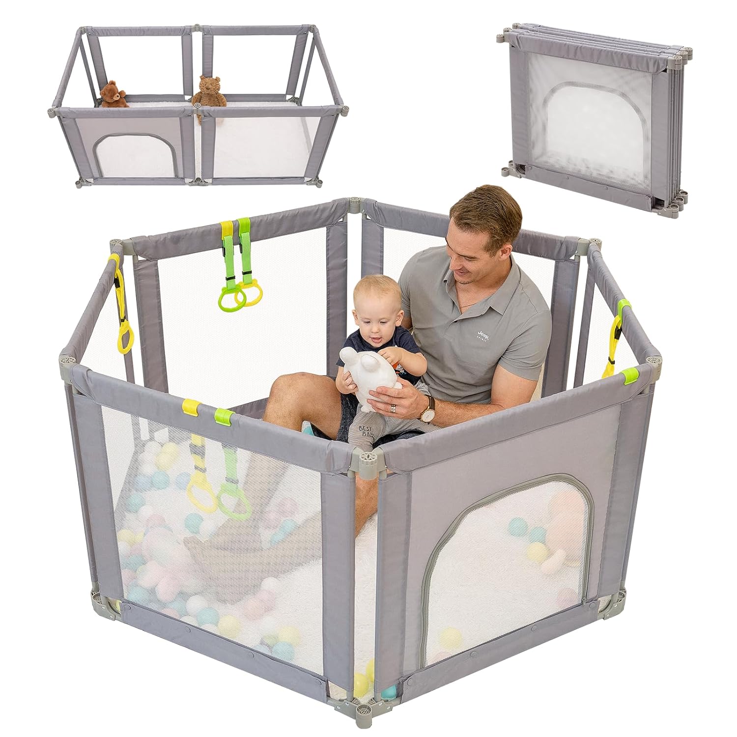 Amazon.com : Babelio Foldable Baby Playpen - Adjustable Shape & Area ...