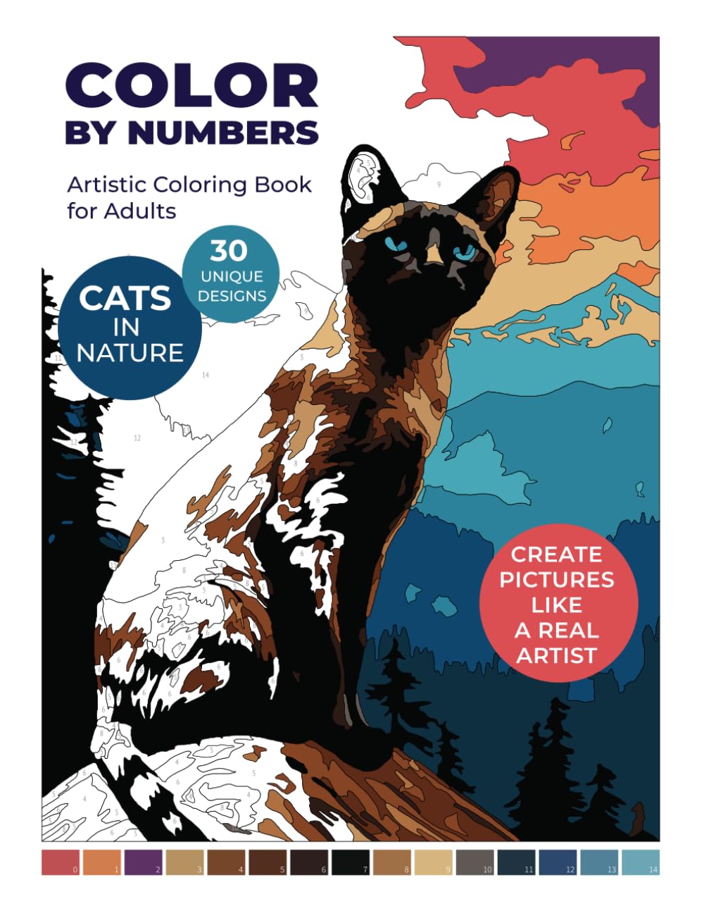 Color by Numbers for Adults: Cats in Nature: Color by Number Coloring ...