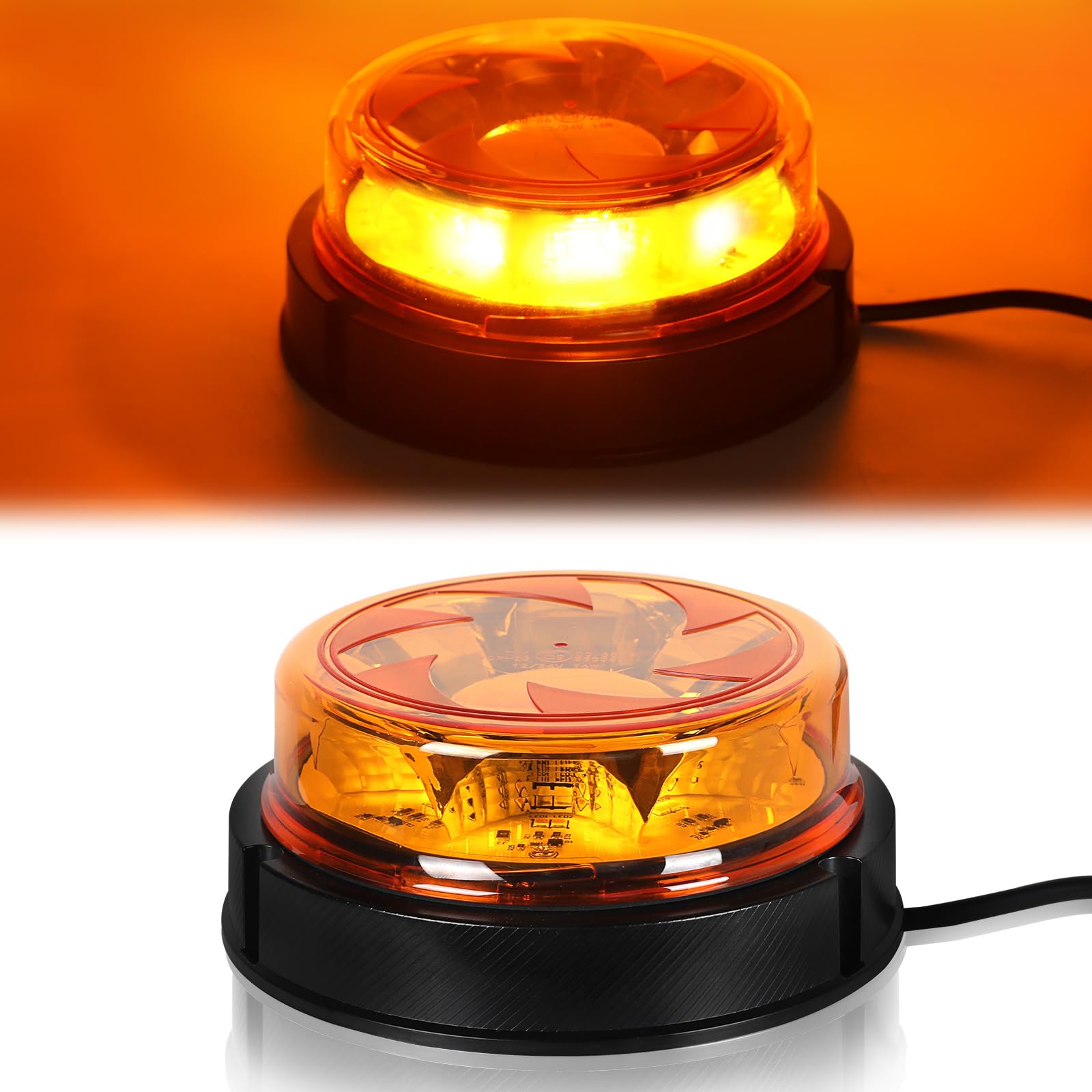 Amazon.com: Yinaolan LED Amber Warning Beacon Light, 16LEDs 12/24V ...