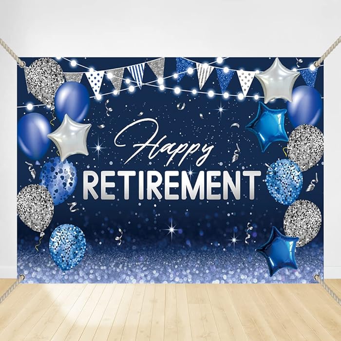 Buy Crefelimas Happy Retirement Photography Background Silver and Blue ...