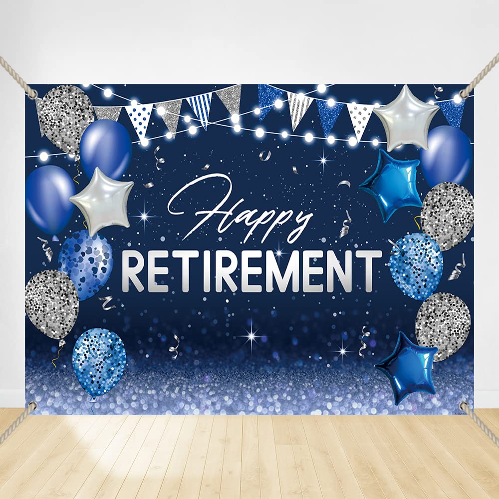 Crefelimas Happy Retirement Photography Background Silver And Blue ...