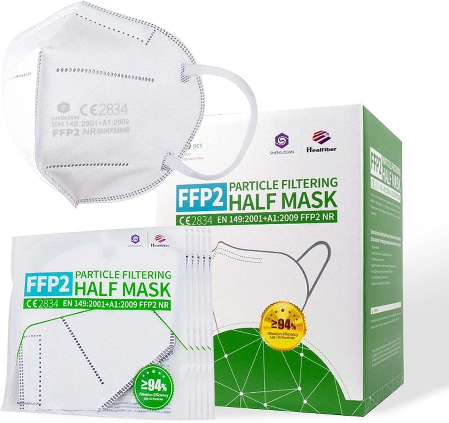 denkturm 40 Stück FFP2 Maske, Atemschutzmaske, CE Zertifikat CE2834 ...
