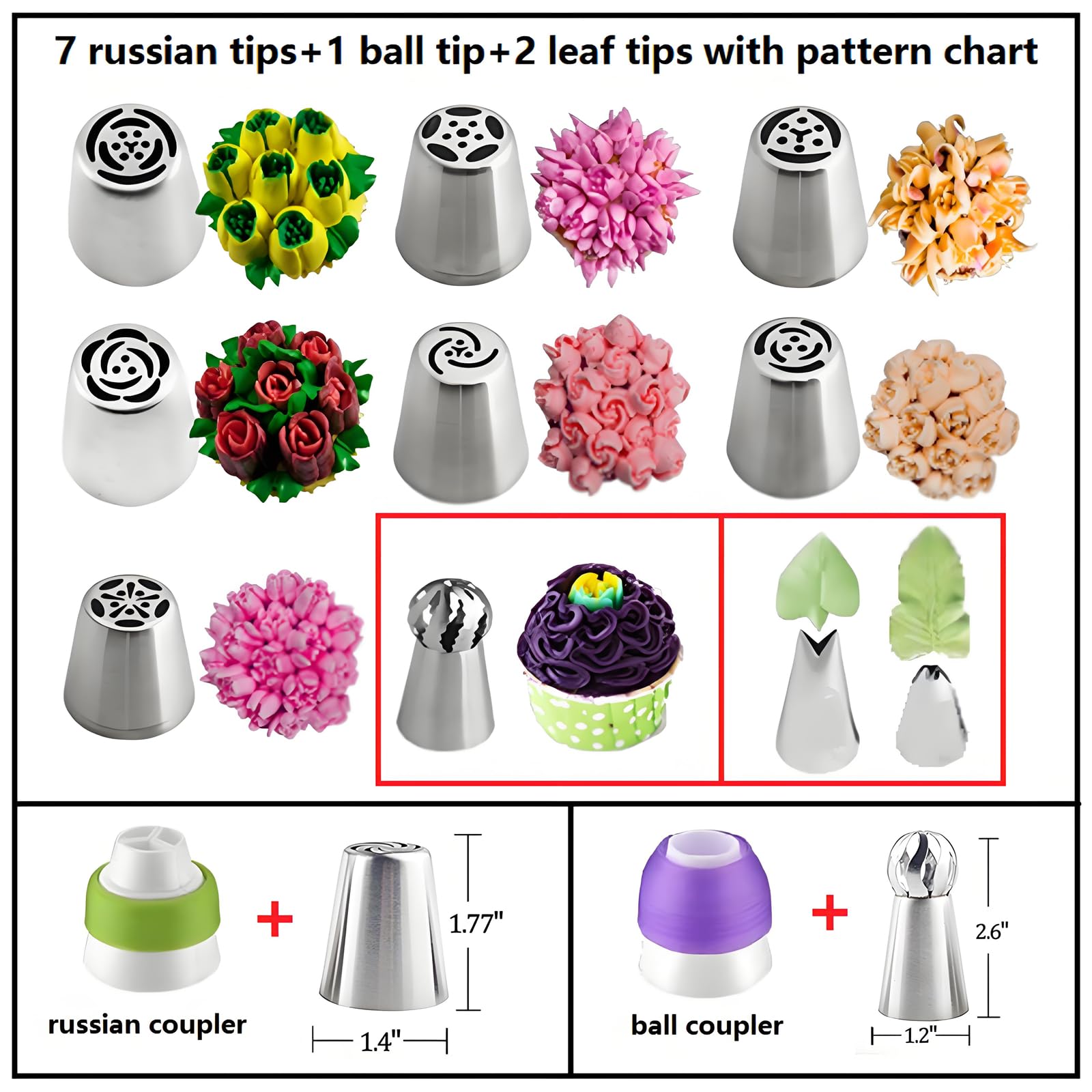Piping Tips 130-Piece Cake Decorating Set - Russian Tips, Numbered ...